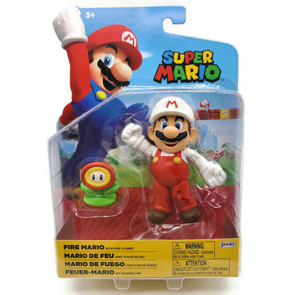 Jakks Pacific Super Mario Fire Mario with Flower Action Figure – Toyz ...